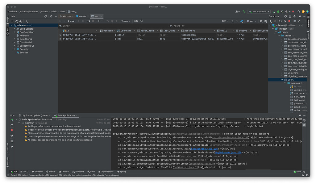 Problem with creating new user this default Jmix project - Support - Jmix
