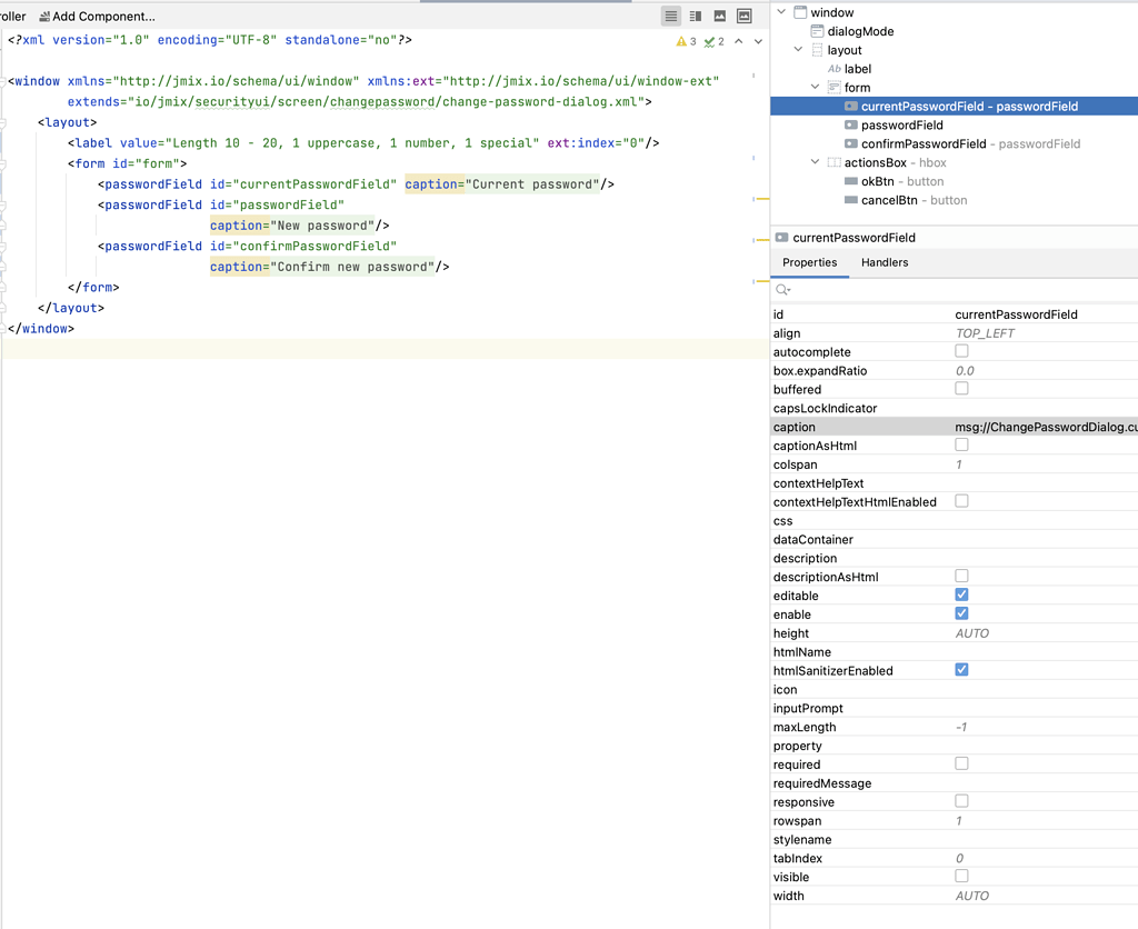 Studio problems when setting passwordFields to required="true" - Support - Jmix