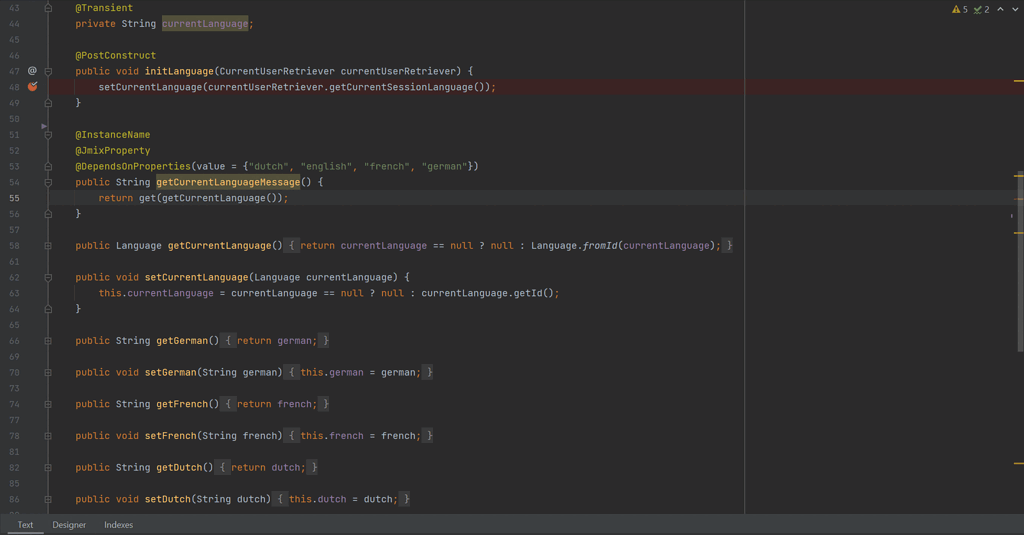 Studio removes @InstanceName on methods when switching to designer view - Support - Jmix