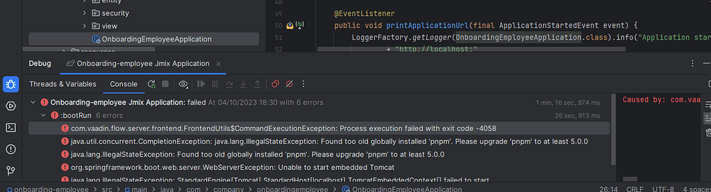 Application Failed to run Jmix version 2.0.2 - Support - Jmix