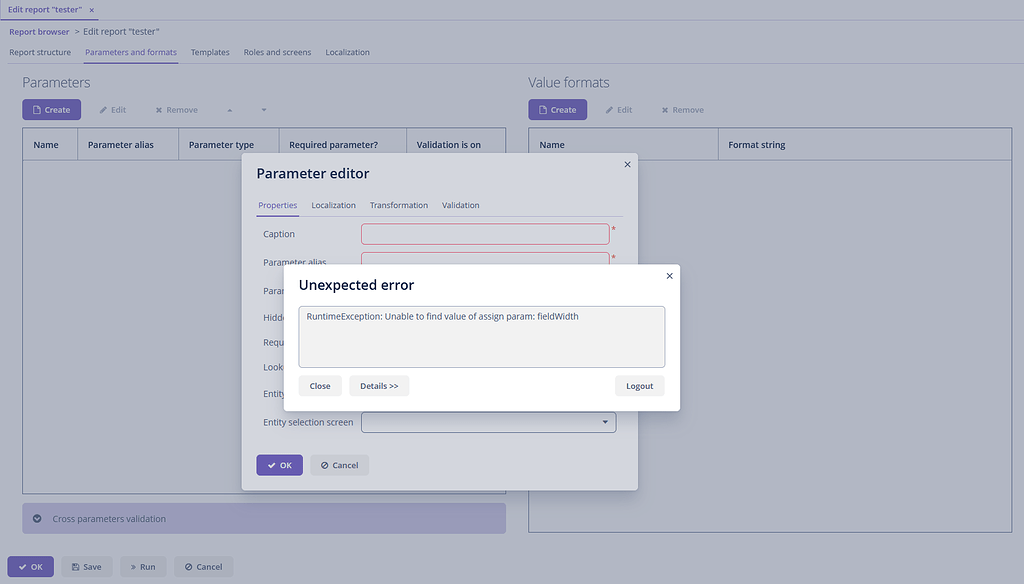 Issue creating report parameter - Support - Jmix