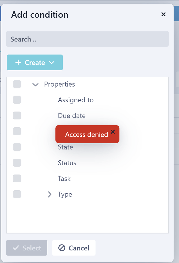How to hide create button in filter condition - Support - Jmix