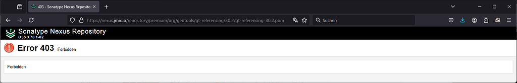 Could not get resource 'https://nexus.jmix.io/repository/premium/org/geotools/gt-referencing/30. ...
