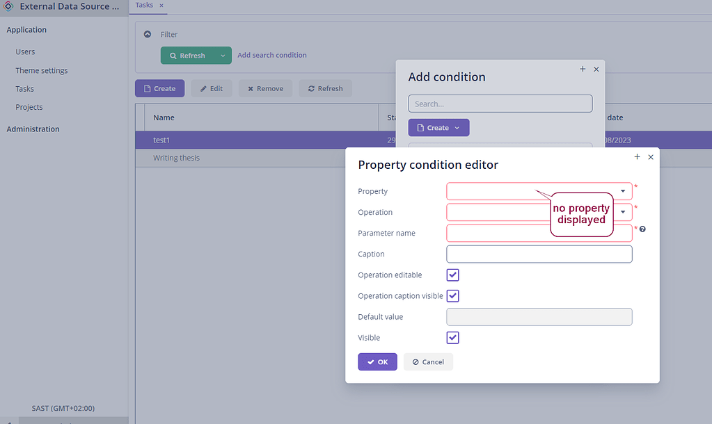 Filter Component Not Able To Display Properties For Custom Datastore And Filtering Not Working
